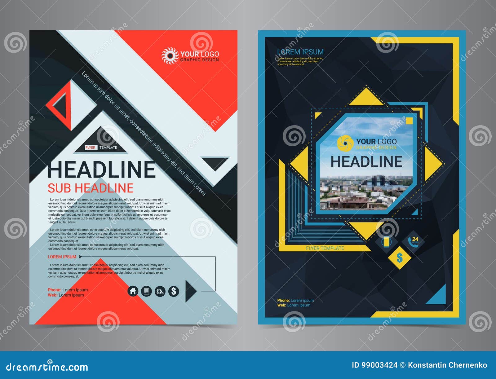Multipurpose Business Flyer Layout Design with Geometric Shapes. Stock ...