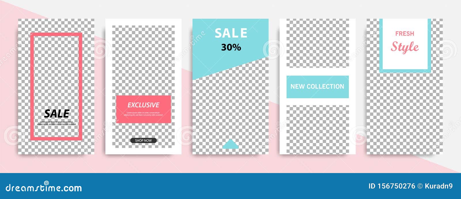Pink and Blue Minimal Geometric Instagram Layout Banner Template Stock ...