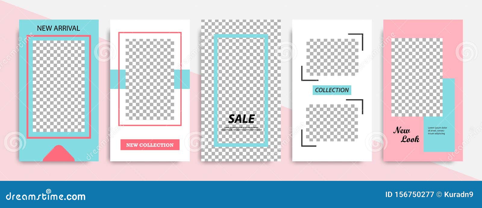 Pink and Blue Minimal Geometric Instagram Layout Banner Template Stock ...