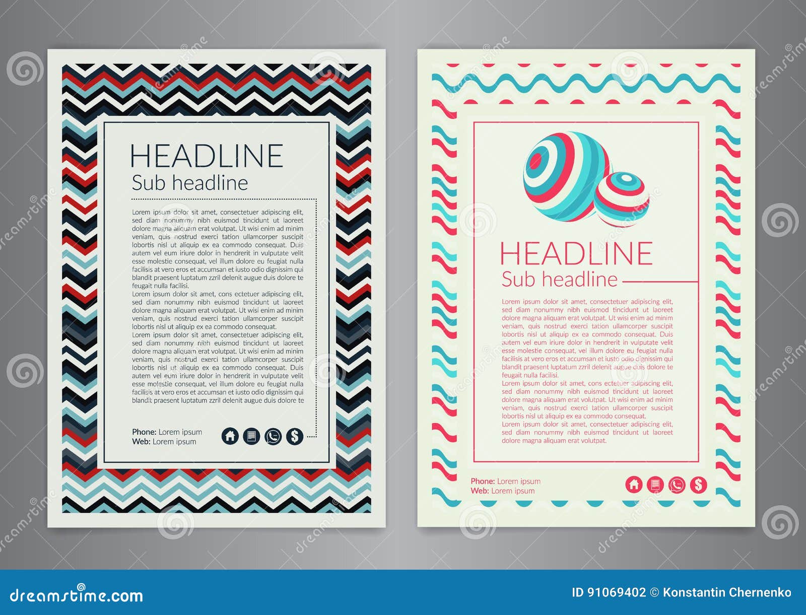 Multipurpose Flyer Layout with Colored Curved Lines with Spheres ...