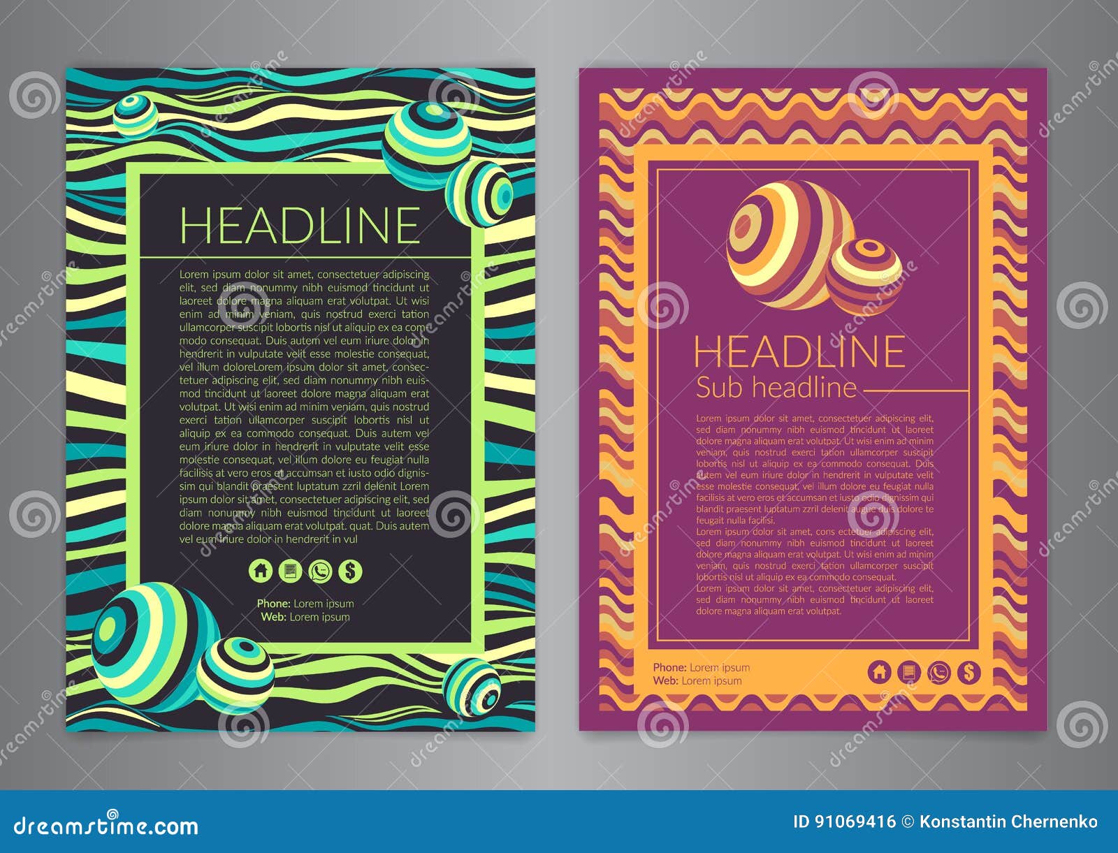 Multipurpose Flyer Layout with Colored Curved Lines with Spheres ...