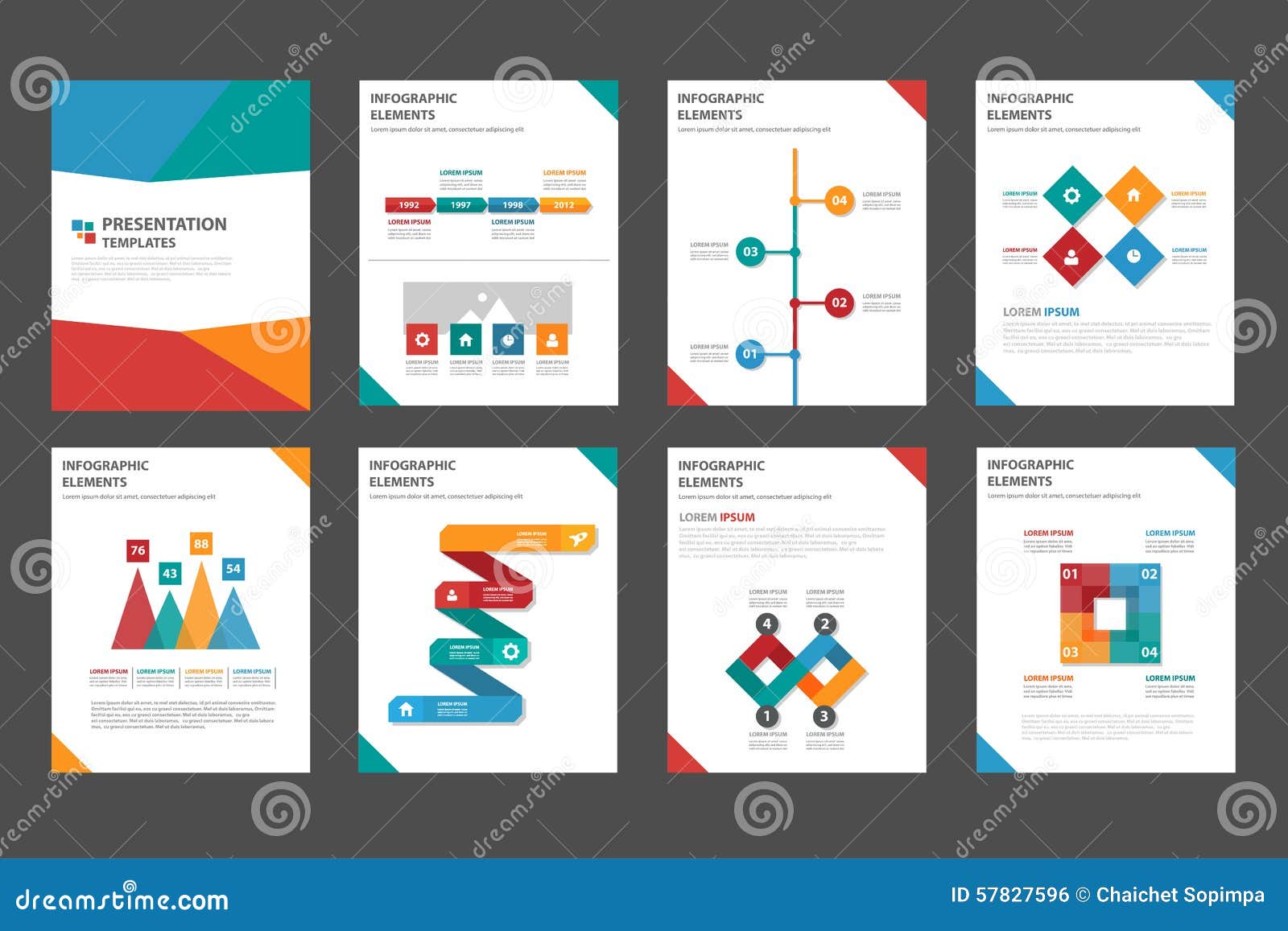 8 Multipurpose Infographic Presentation And Element Flat Design Set Vector Illustration ...