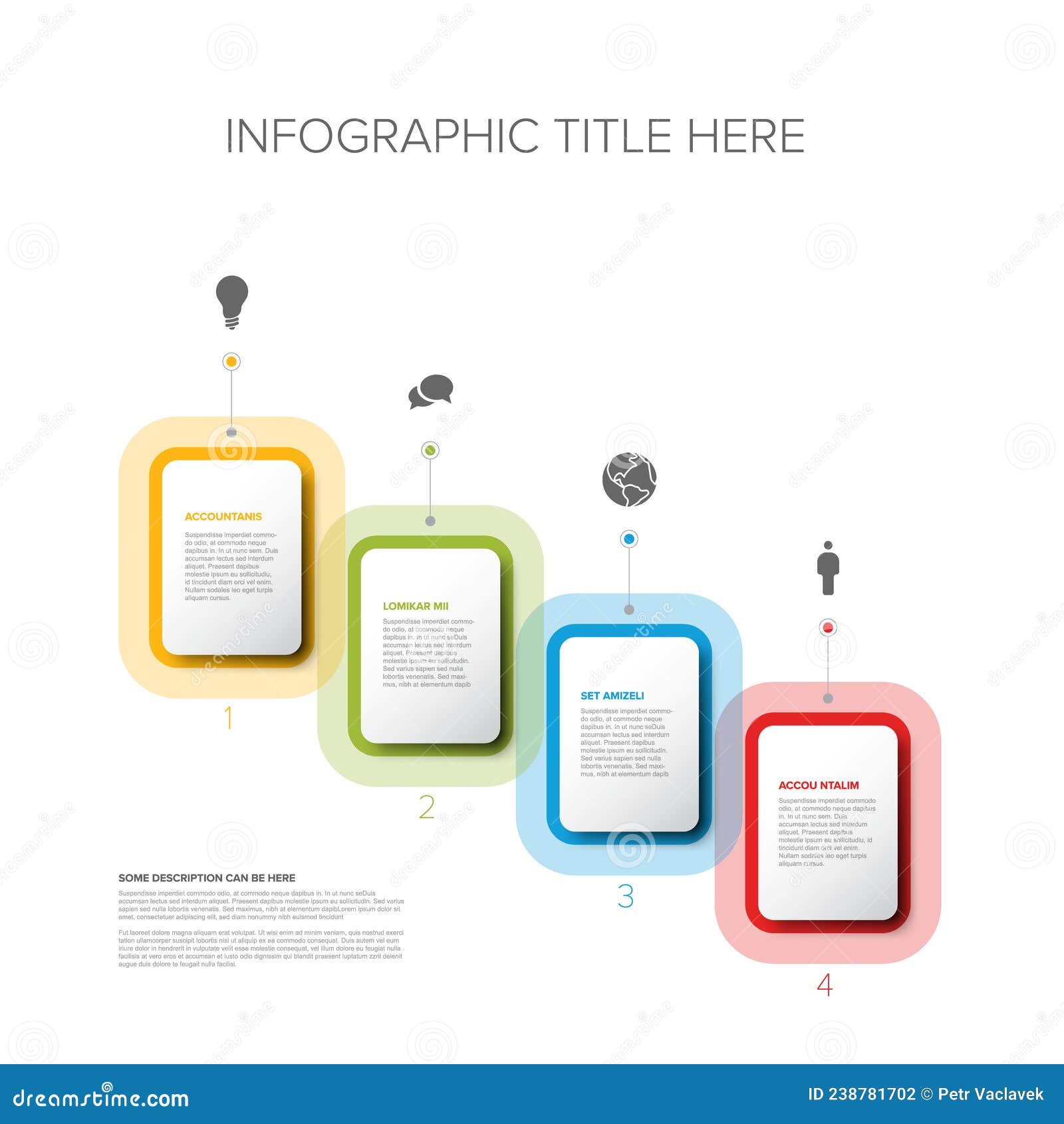 Multipurpose Infographic Template with Four Restangle Elements Stock ...