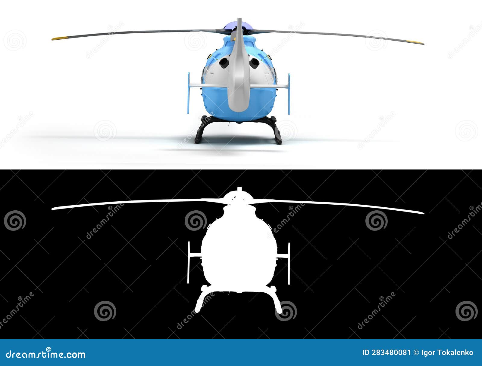 Multipurpose Passenger Helicopter for Air Transportation Back View 3d ...