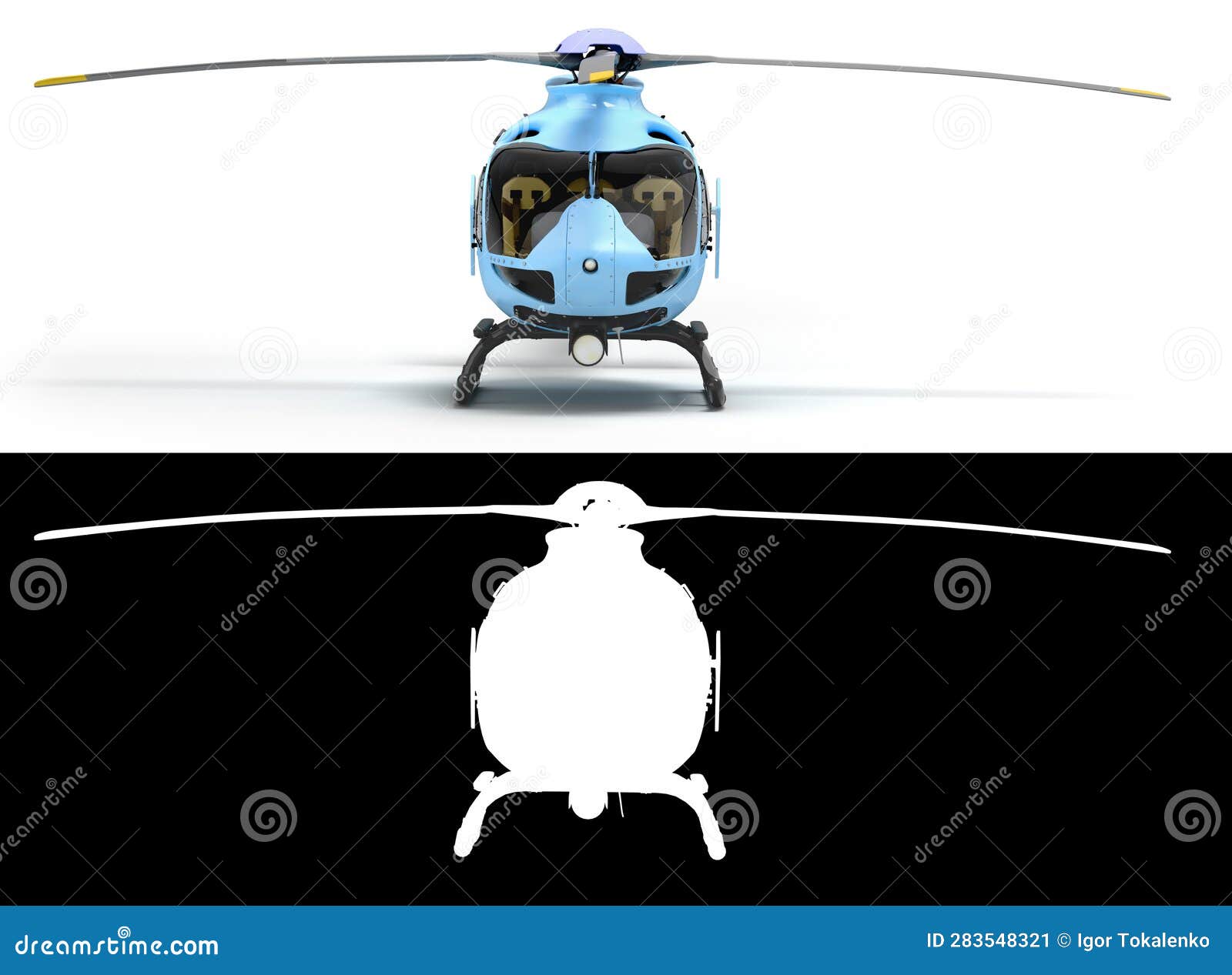Multipurpose Passenger Helicopter for Air Transportation Front View 3d ...