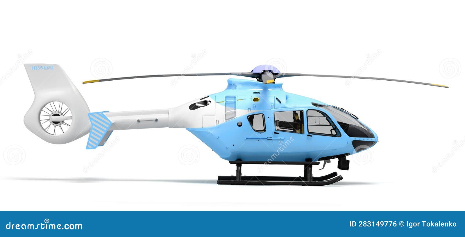 Multipurpose Passenger Helicopter for Air Transportation Right View 3d ...
