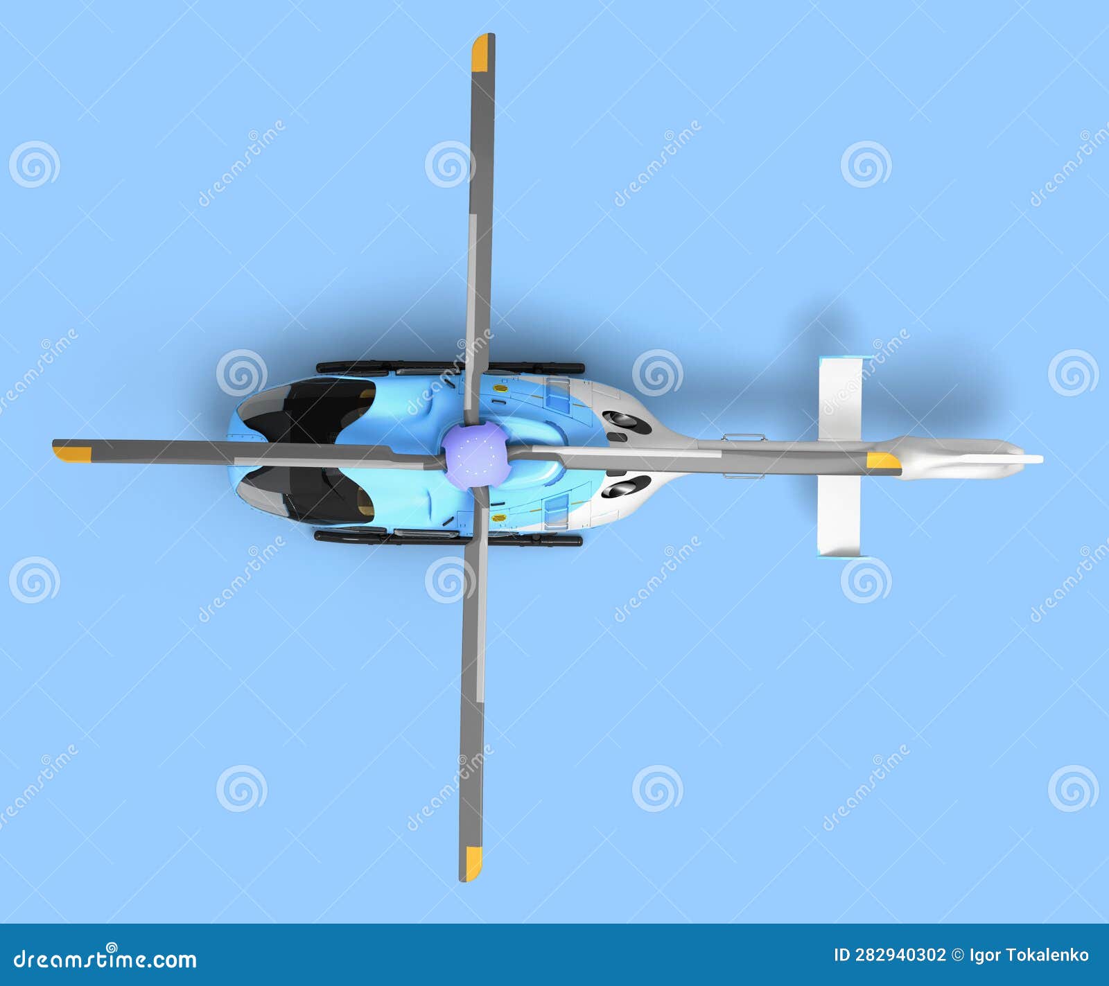 Multipurpose Passenger Helicopter for Air Transportation Top View 3d ...