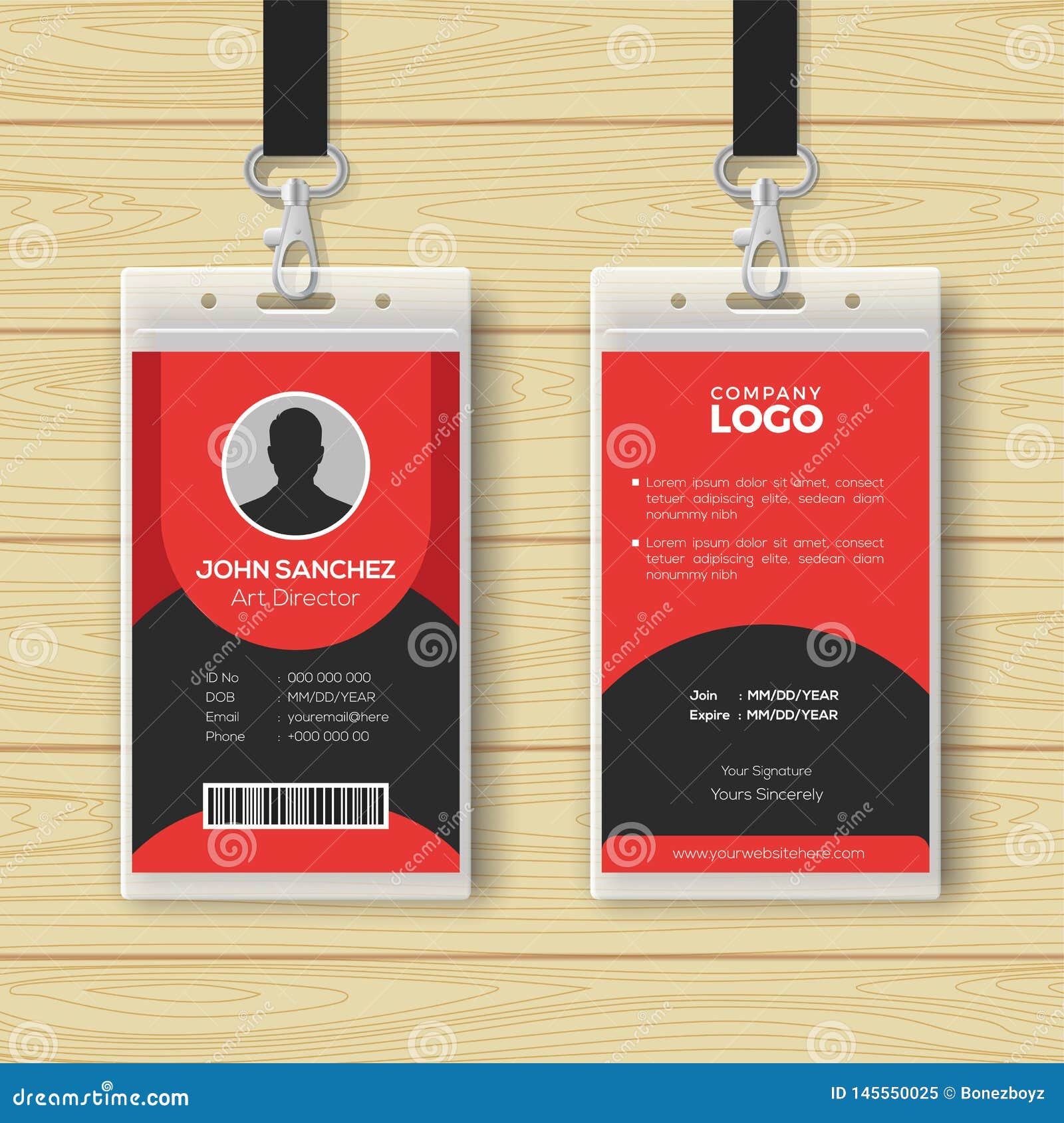 Multipurpose Red ID Card Design Template Stock Vector - Illustration of ...