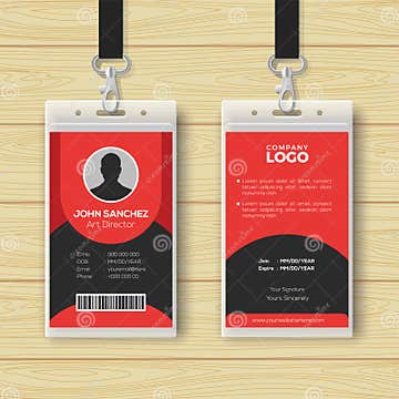 Multipurpose Red ID Card Design Template Stock Vector - Illustration of ...