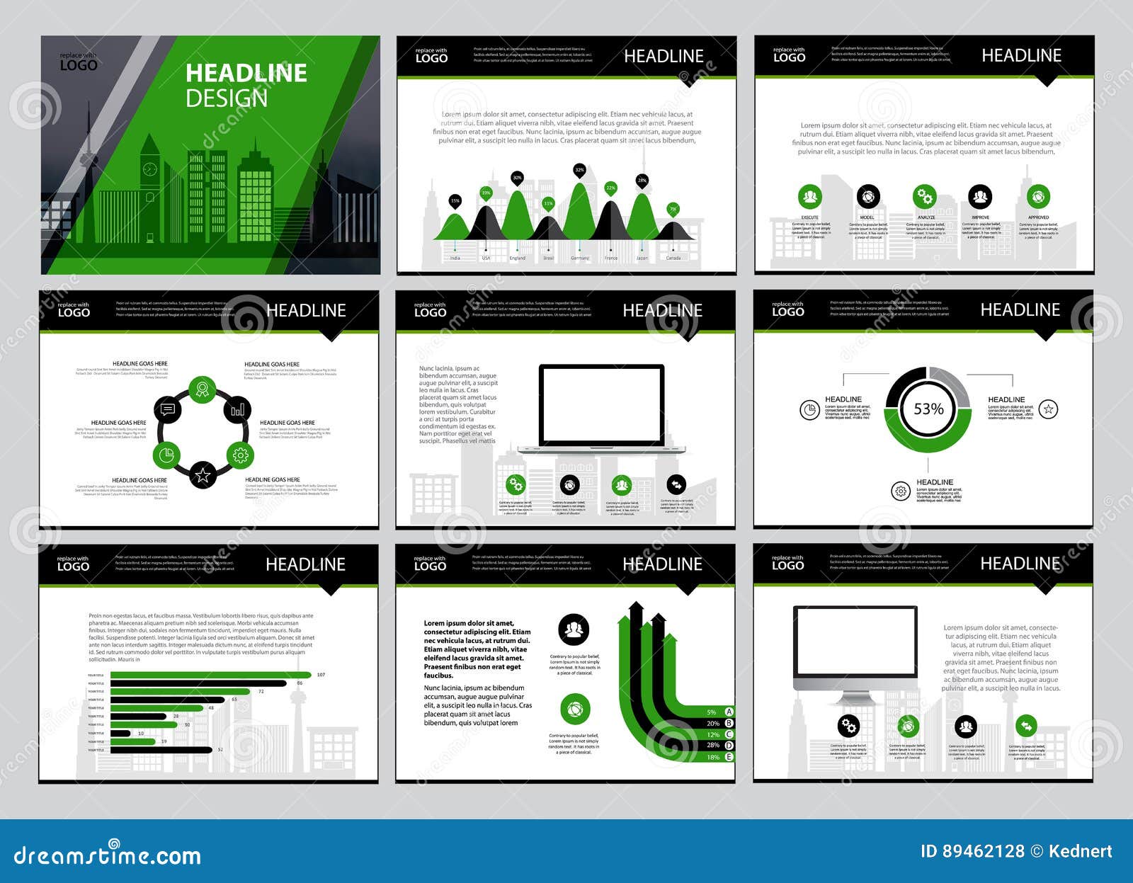 Multipurpose Template for Presentation Slides with Graphs and Charts ...