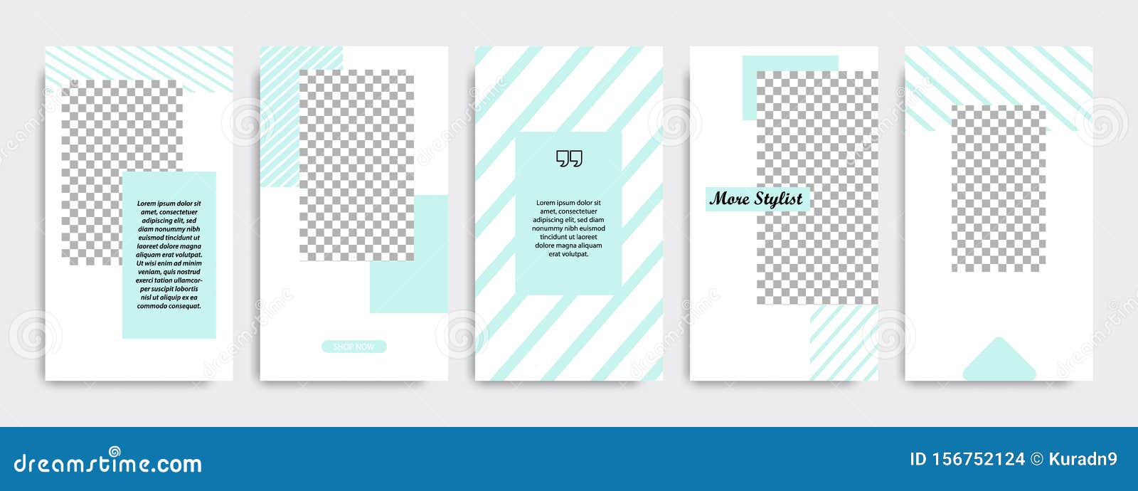 Turquoise Minimal Geometric Instagram Layout Banner Template Bundle ...