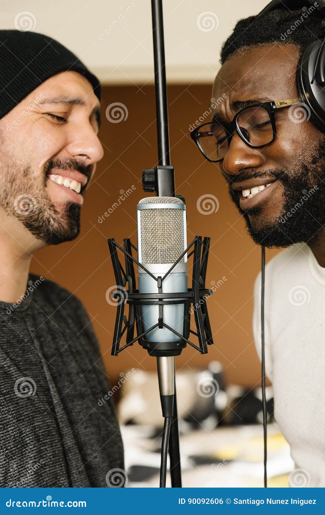 Multiracial Artists Singing on Studio. Stock Photo - Image of retro ...