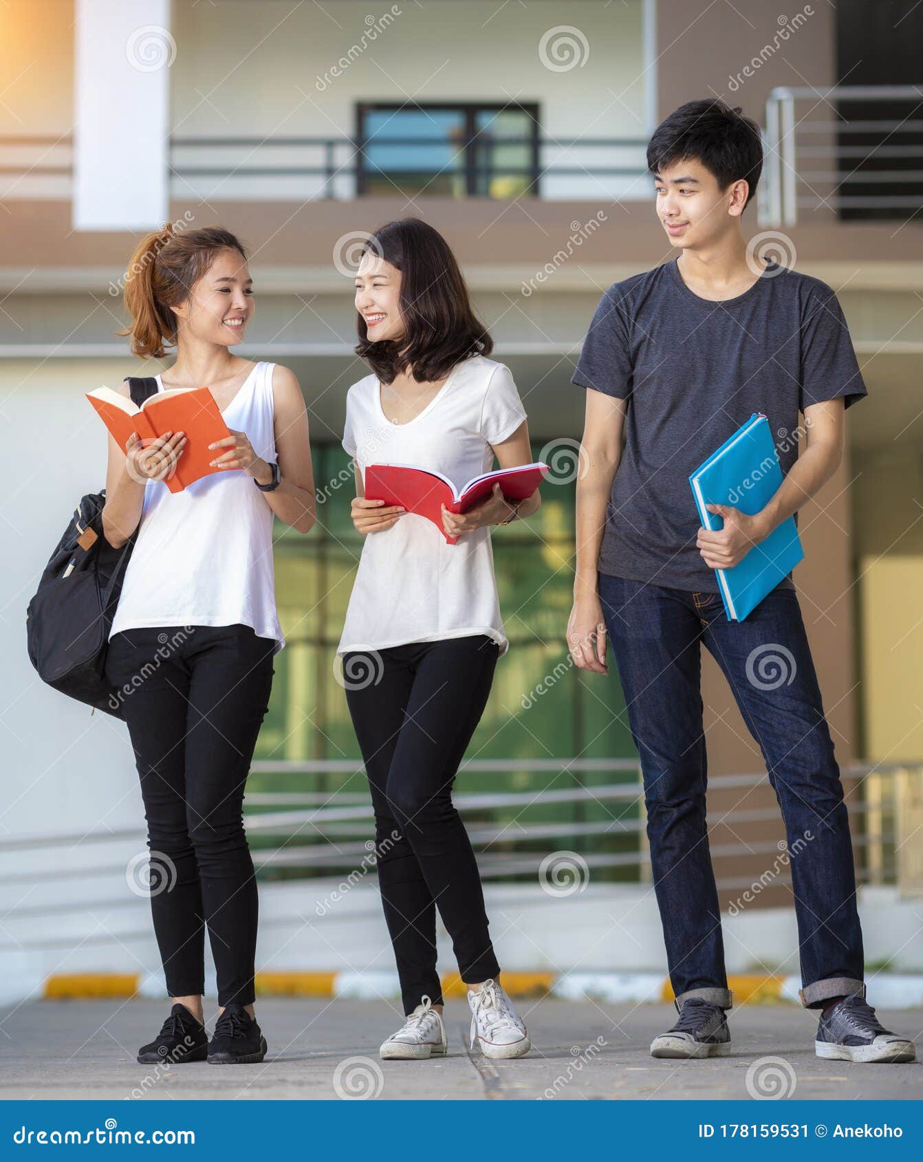 Multiracial Asian Students are Walking in University Stock Image ...