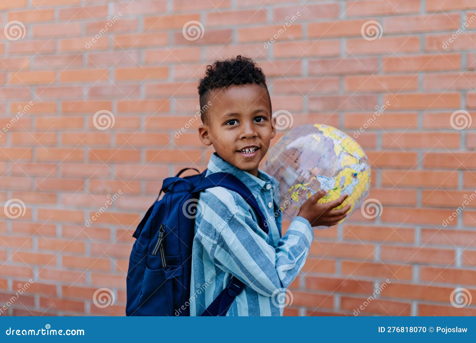 Multiracial Boy Playing Outdoor with Beach Ball. Stock Photo - Image of ...