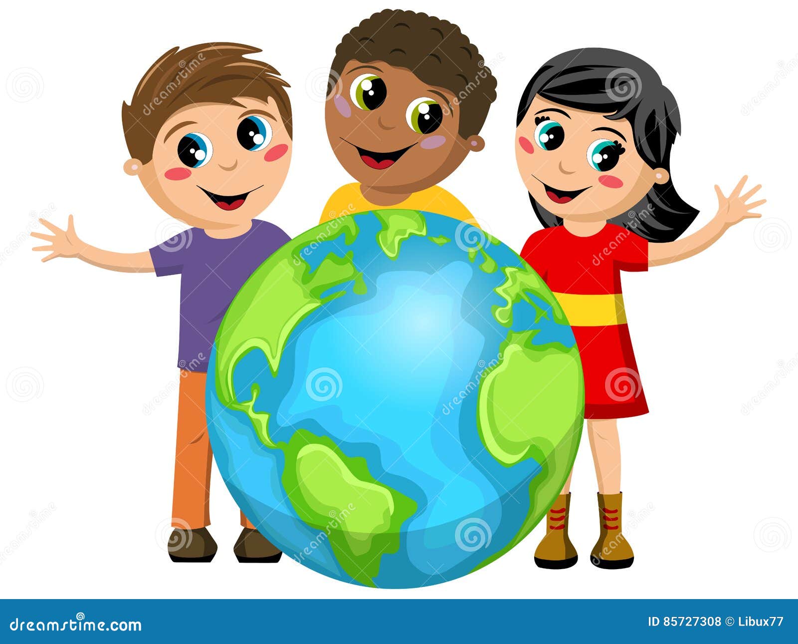 Multiracial Children Kids Earth Isolated Stock Vector - Illustration of ...