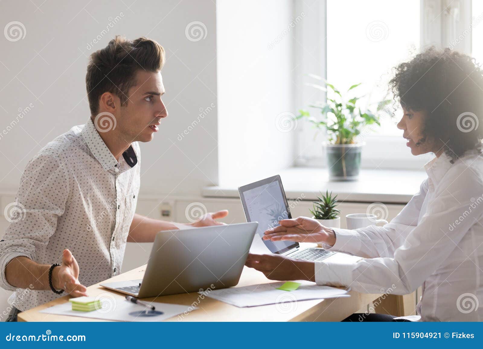 Multiracial Colleagues Arguing about Document Disagreeing Having Stock ...