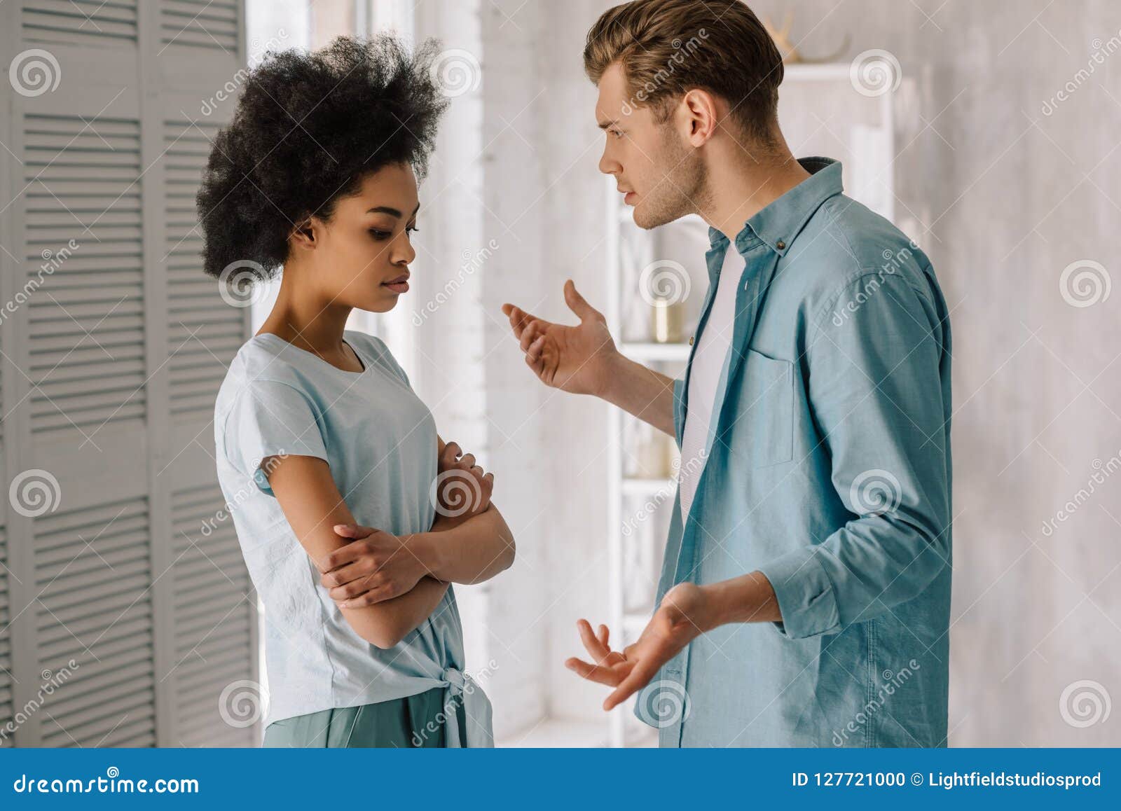 Multiracial Couple Having an Argument Stock Photo - Image of adults ...