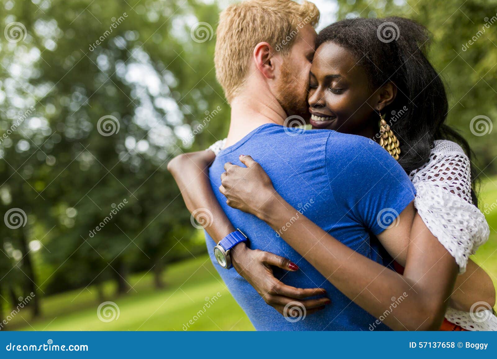 Multiracial Couple in the Park Stock Photo - Image of outside, lovers ...