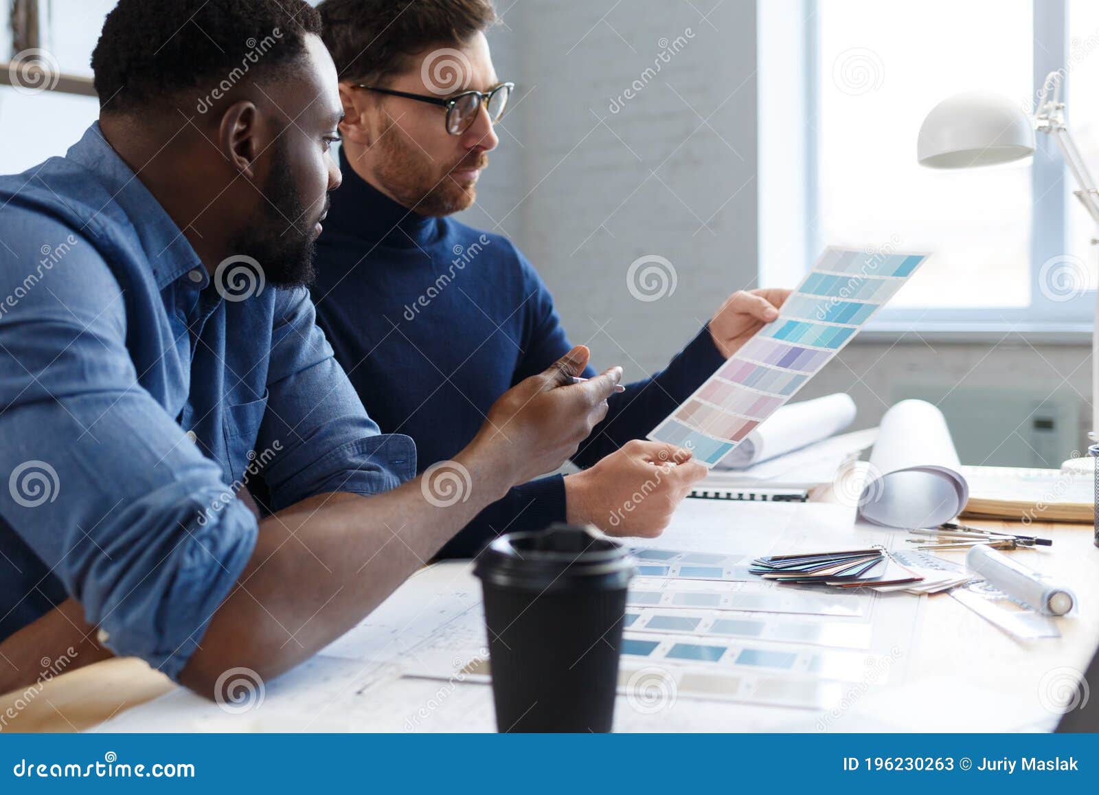 Multiracial Engineer Team Working in Office with Color Palette ...