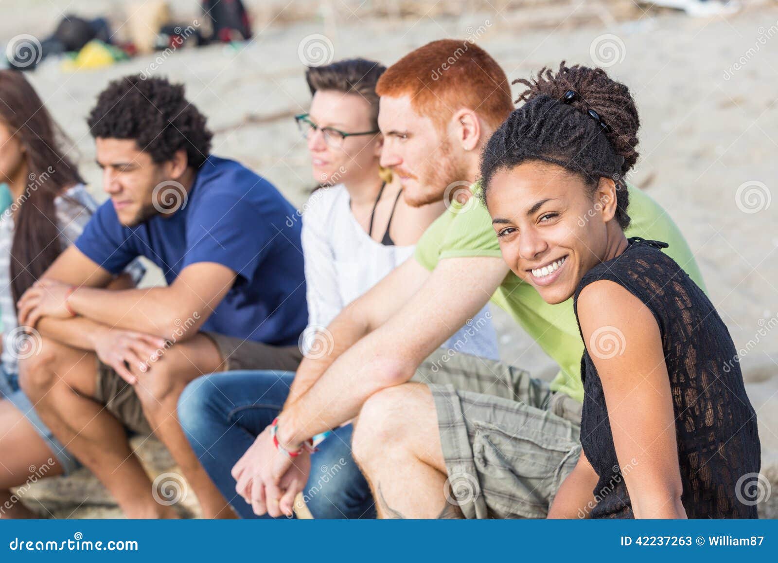 Multiracial Friends at Beach Stock Image - Image of group, happiness ...