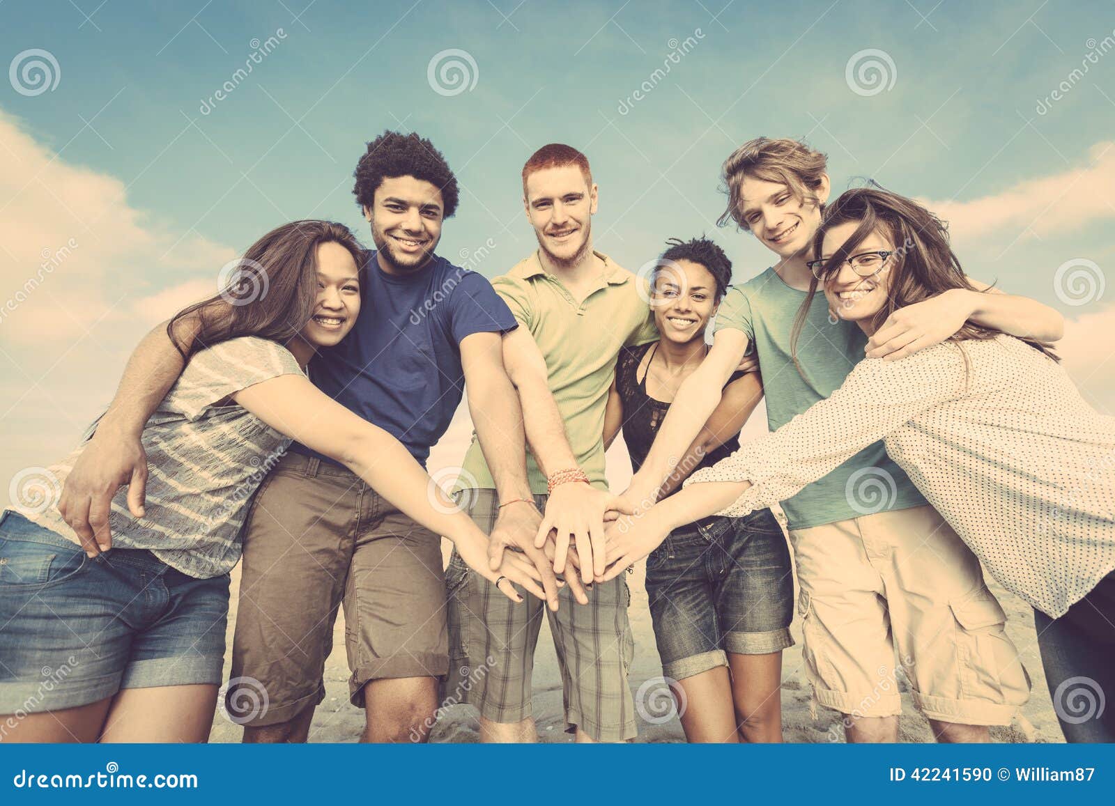 Multiracial Friends at Beach Stock Photo - Image of person, community ...