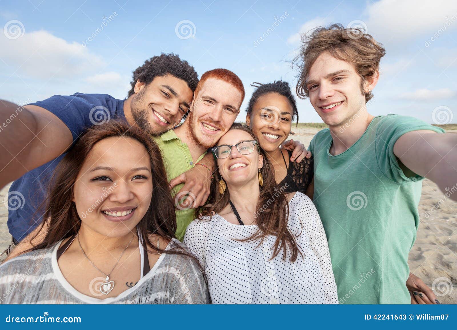 Multiracial Friends at Beach Stock Image - Image of race, community ...