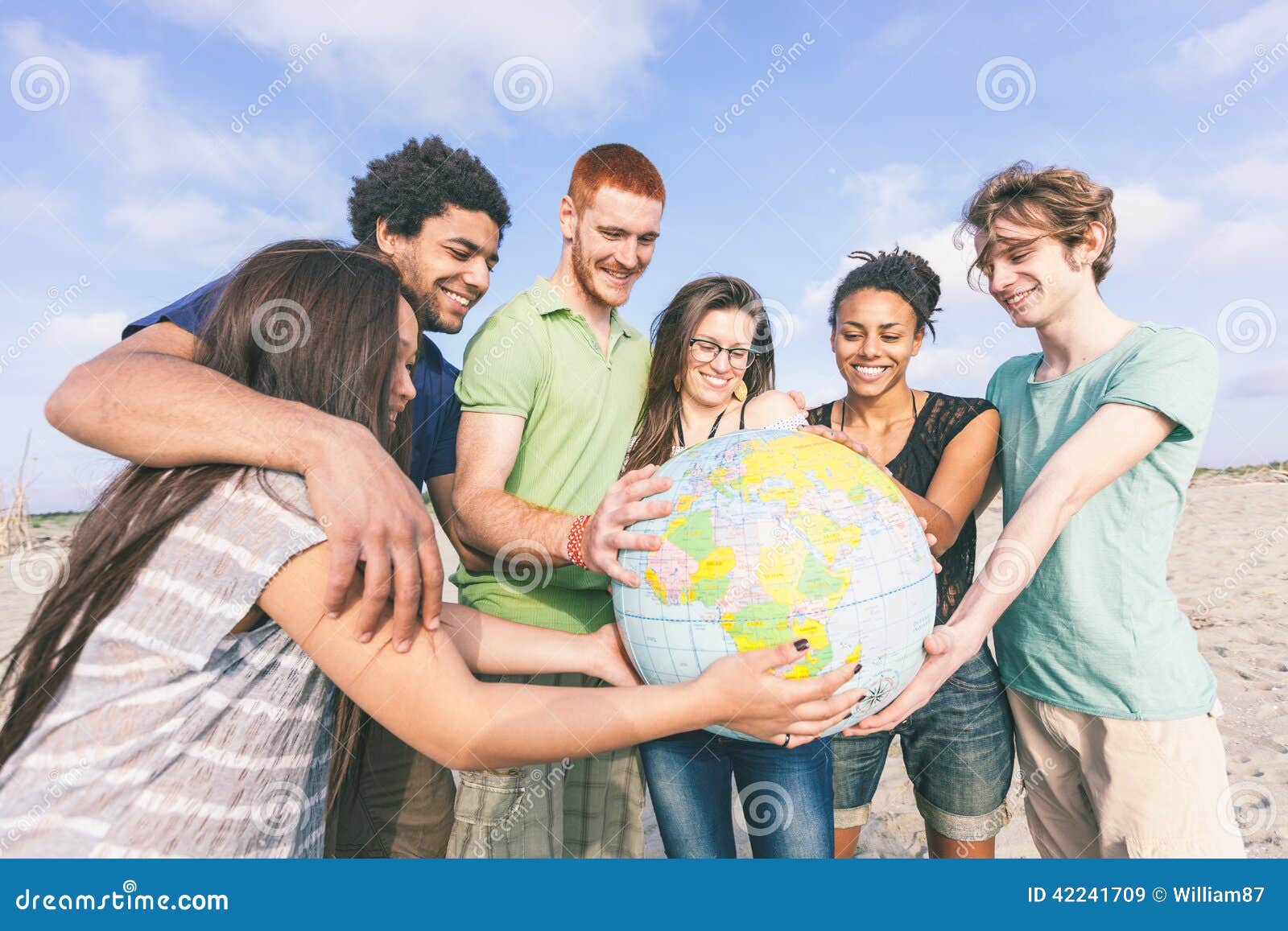 Multiracial Friends at Beach Stock Image - Image of race, globe: 42241709