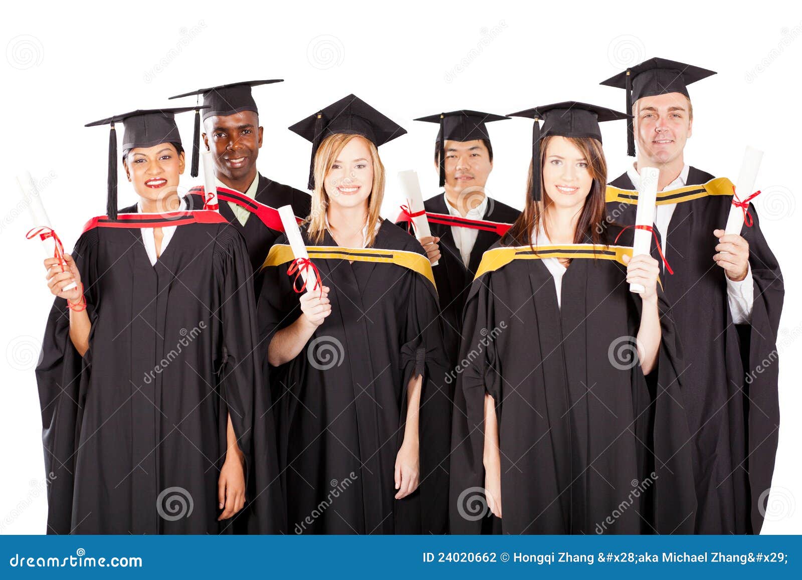 Multiracial graduates stock photo. Image of cutout, background - 24020662