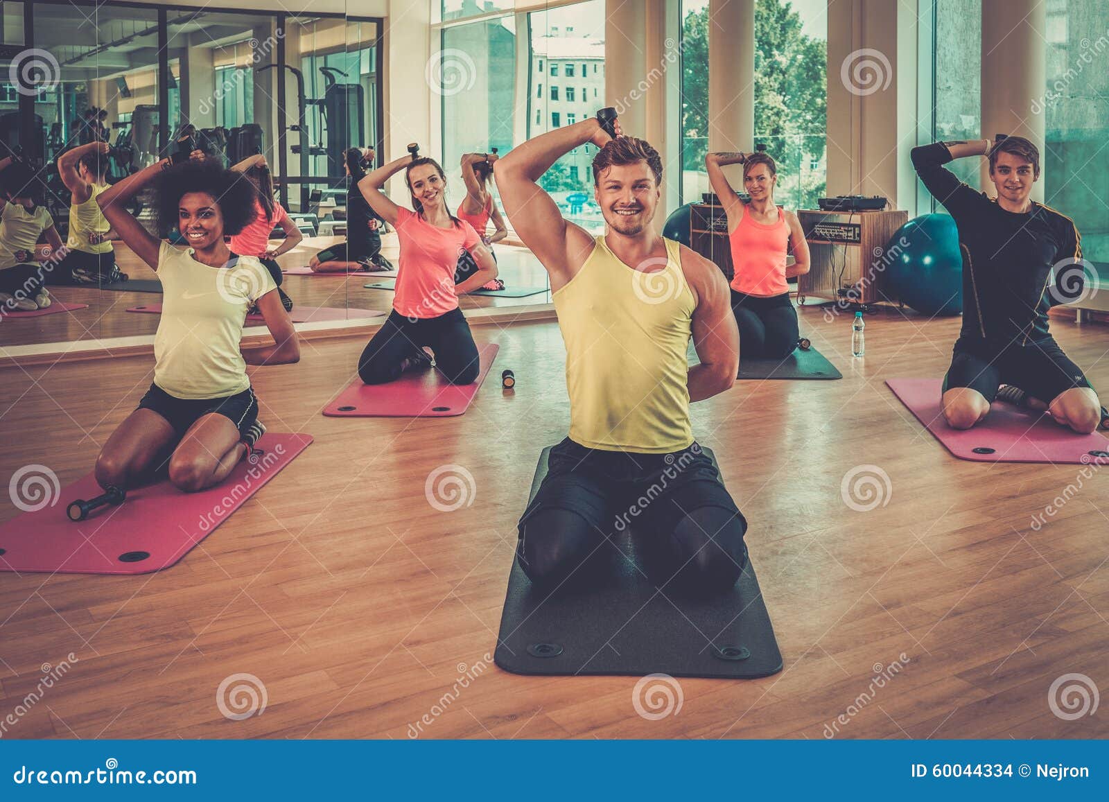 Multiracial Group during Aerobics Class in a Gym Stock Photo - Image of ...
