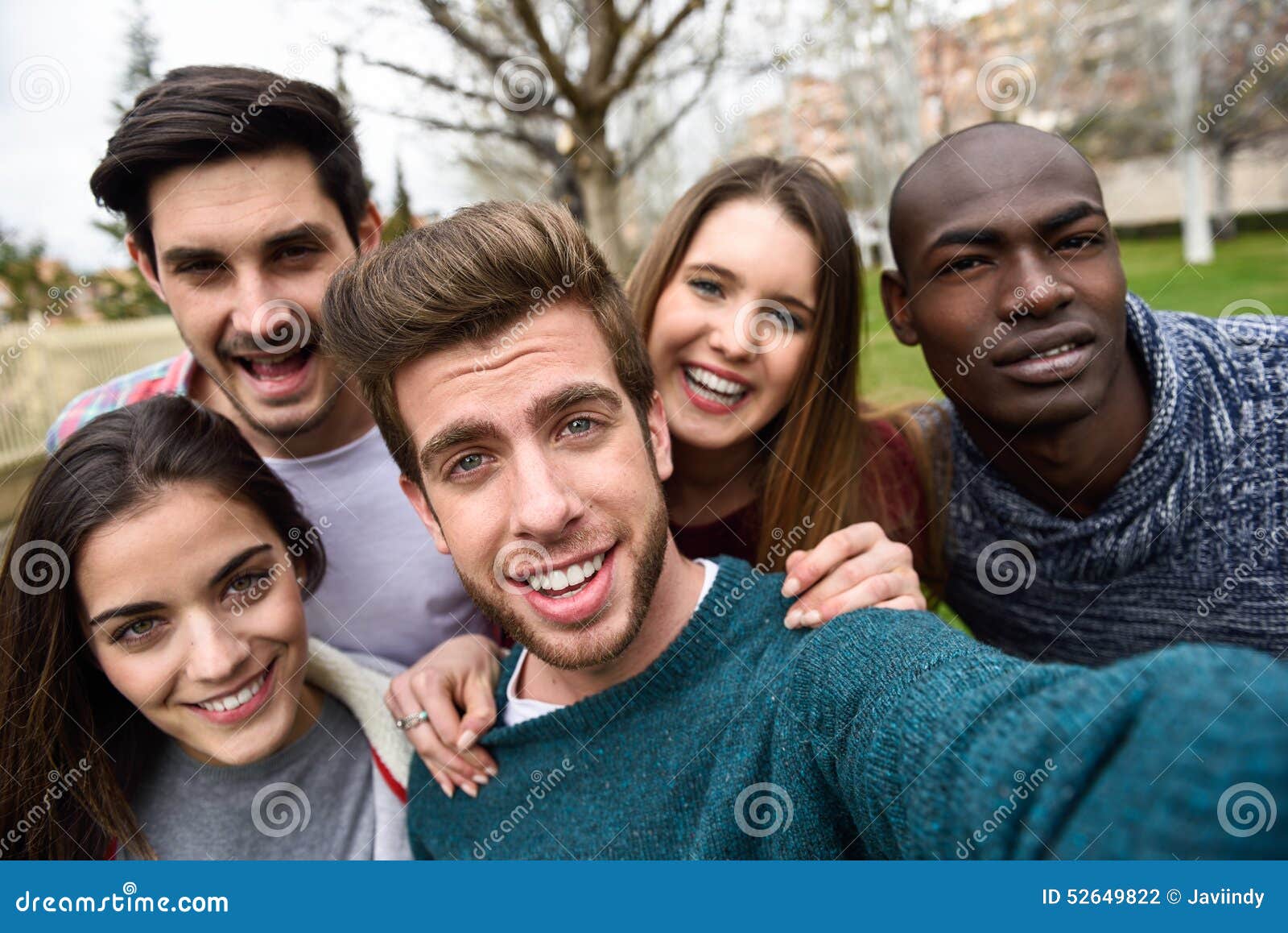 Multiracial Group of Friends Taking Selfie Stock Photo - Image of ...