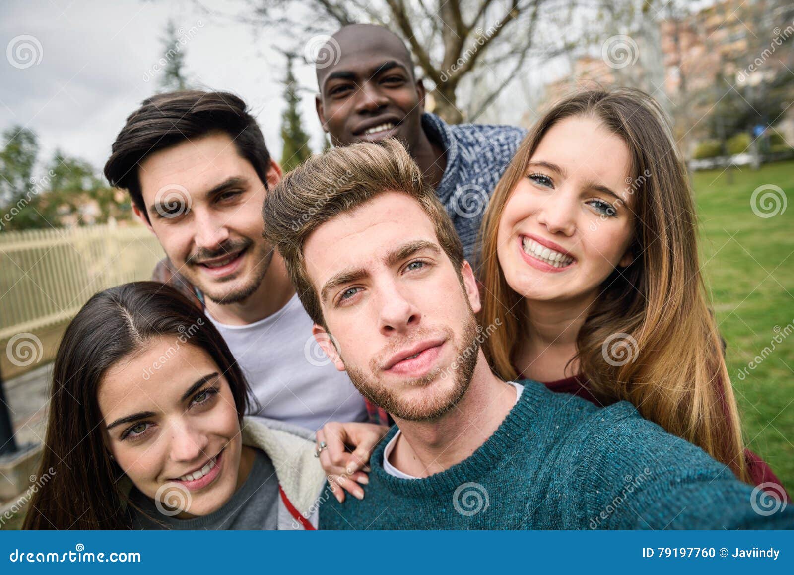 Multiracial Group of Friends Taking Selfie Stock Photo - Image of ...