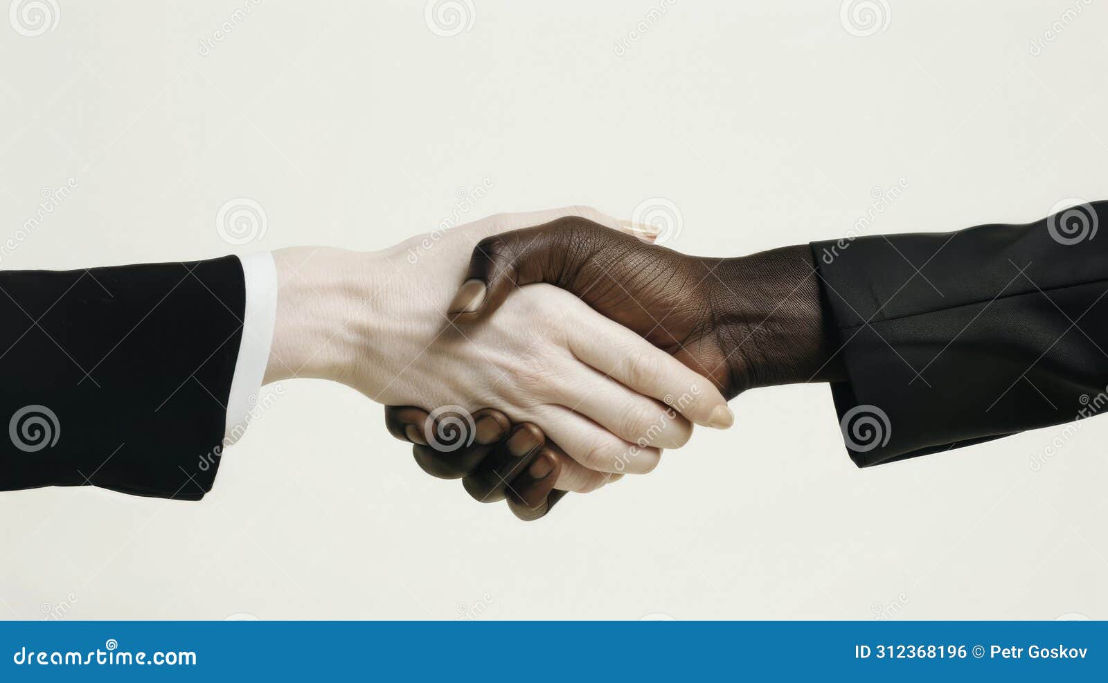 Multiracial Handshake on White Background Signifying Unity Stock ...