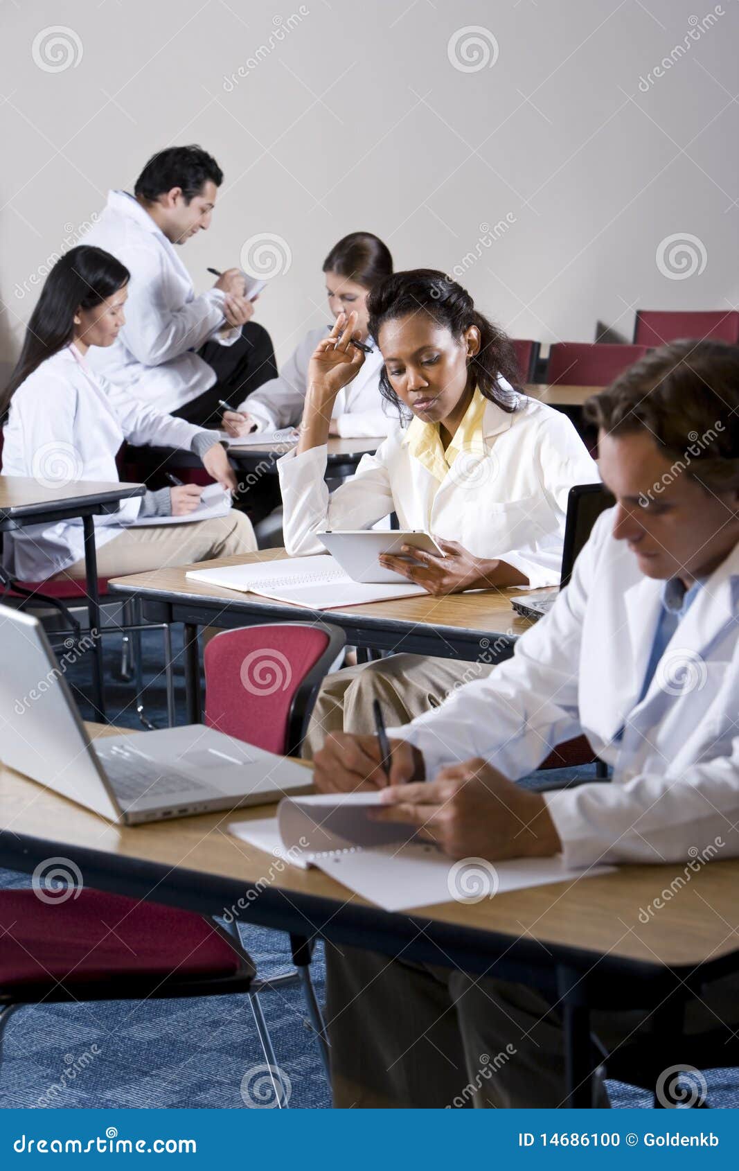 Multiracial Medical Students Studying In Classroom Stock Photo - Image ...