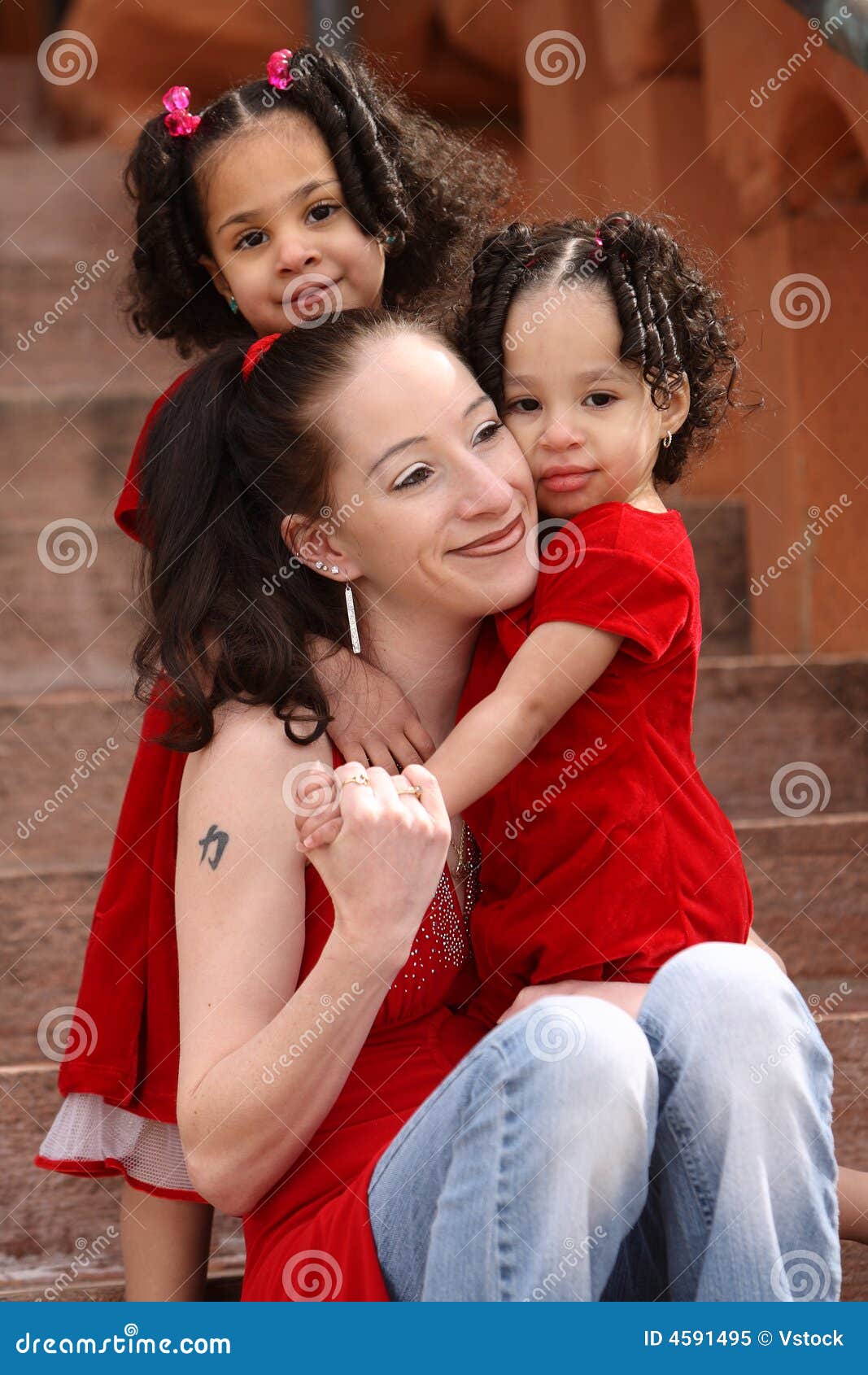 Multiracial Mother and Children Stock Image - Image of dark, cute: 4591495