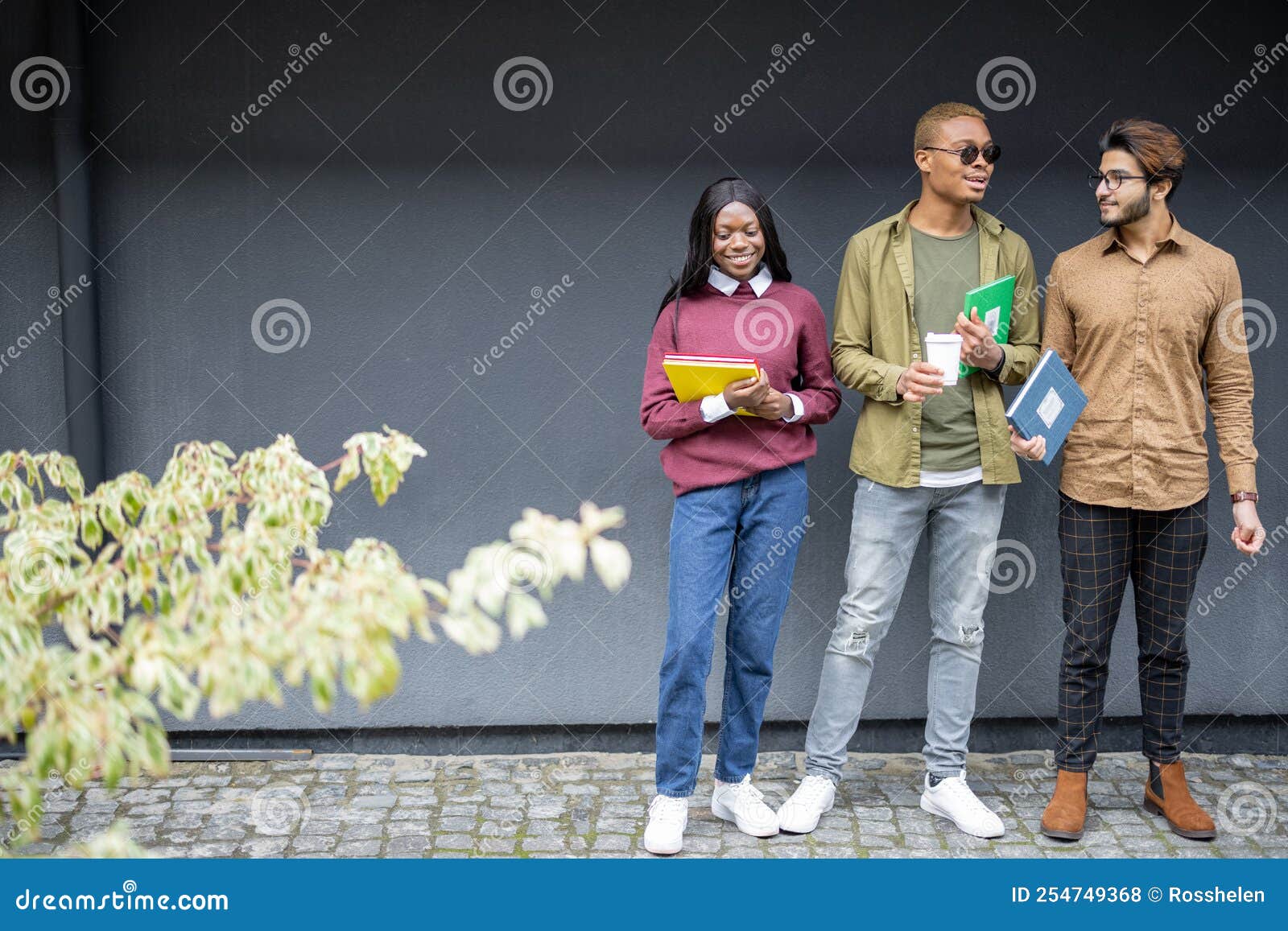 Multiracial Students Stand and Look at Camera Stock Photo - Image of ...
