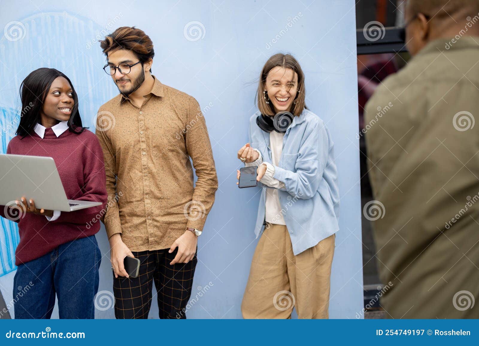 Two Multiracial Students Watch Some on Laptop Stock Image - Image of ...
