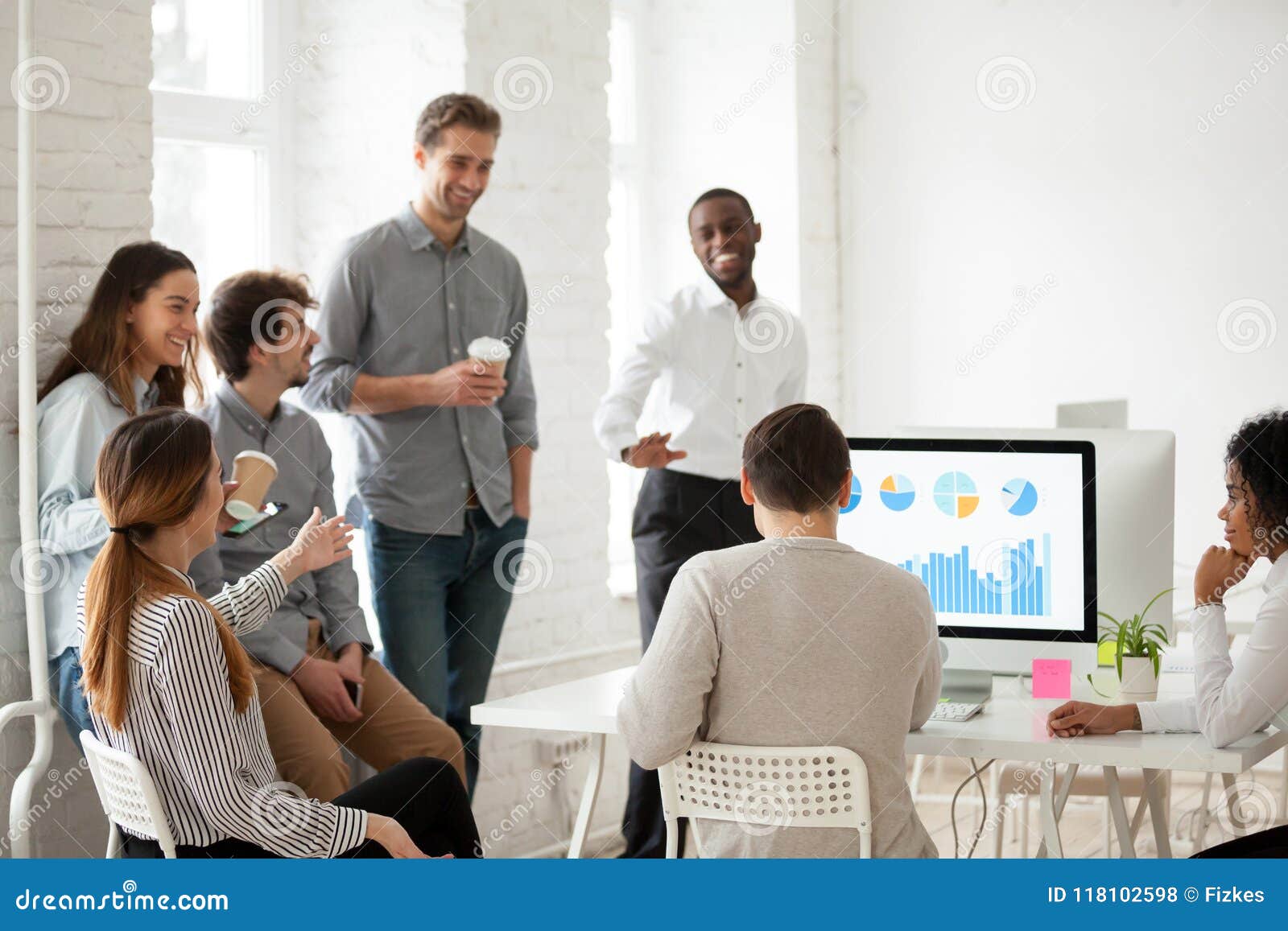 Multiracial Team Having Fun during Work Break Stock Photo - Image of ...