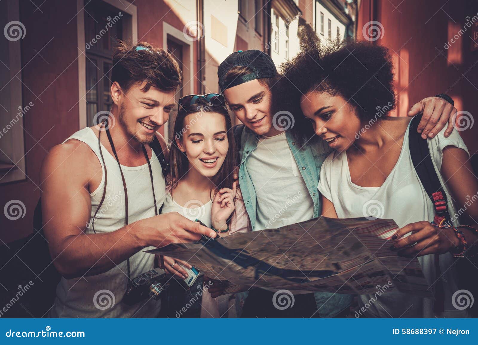 Multiracial Tourists in an Old City Stock Image - Image of city ...