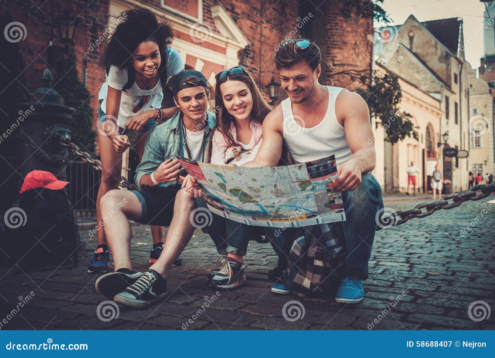 Multiracial Tourists in an Old City Stock Image - Image of sightseeing ...