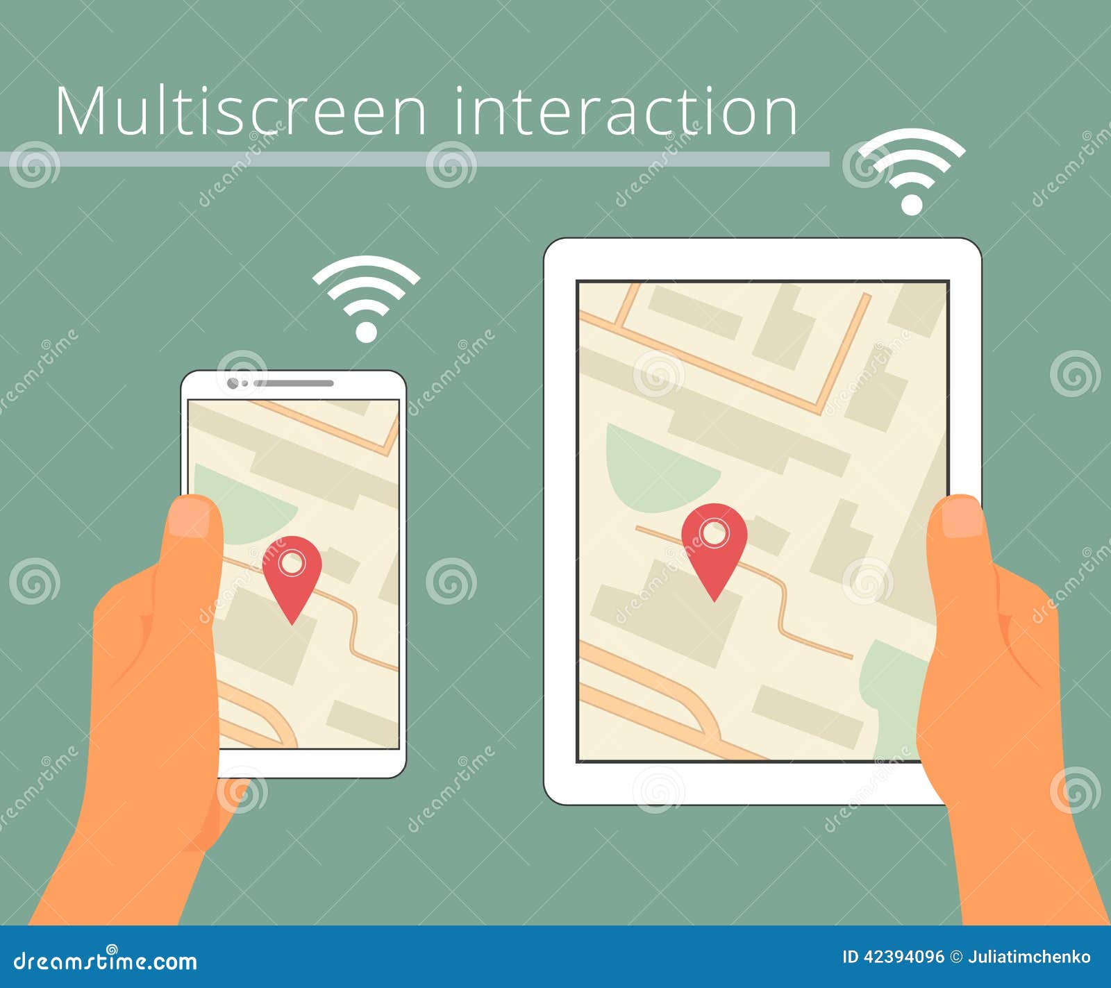 Multiscreen Interaction. Synchronization of Stock Vector - Illustration ...