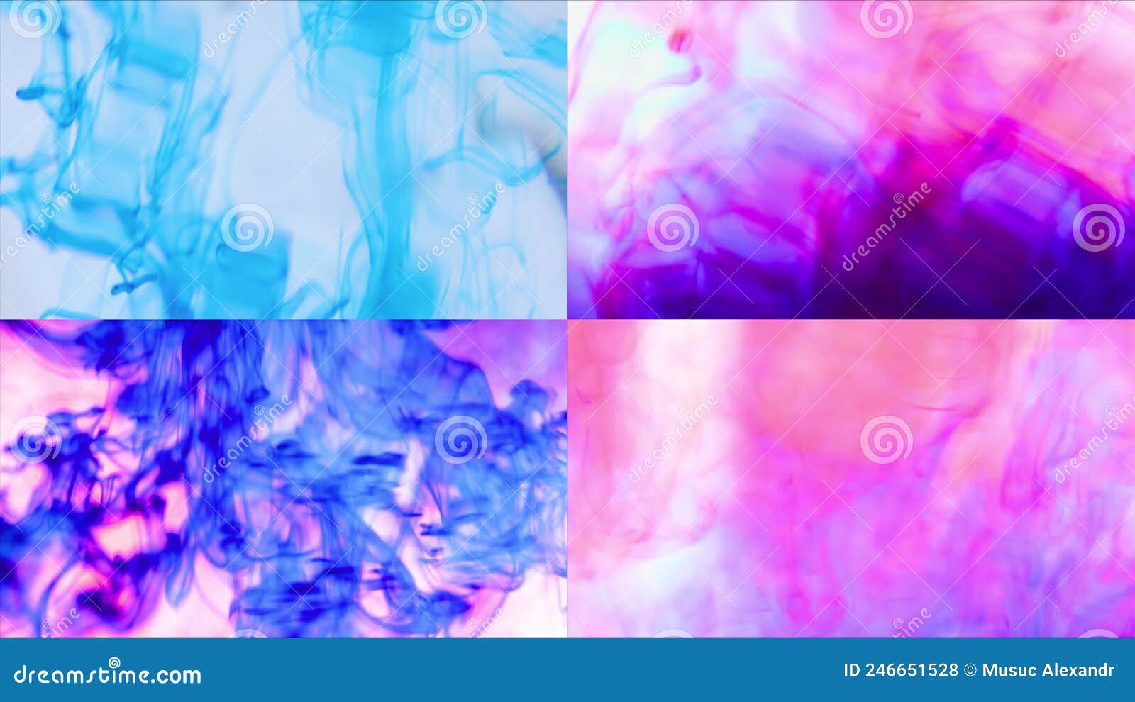 Multiscreen Split Screen Composition Collage, Vibrant Colored Ink in ...