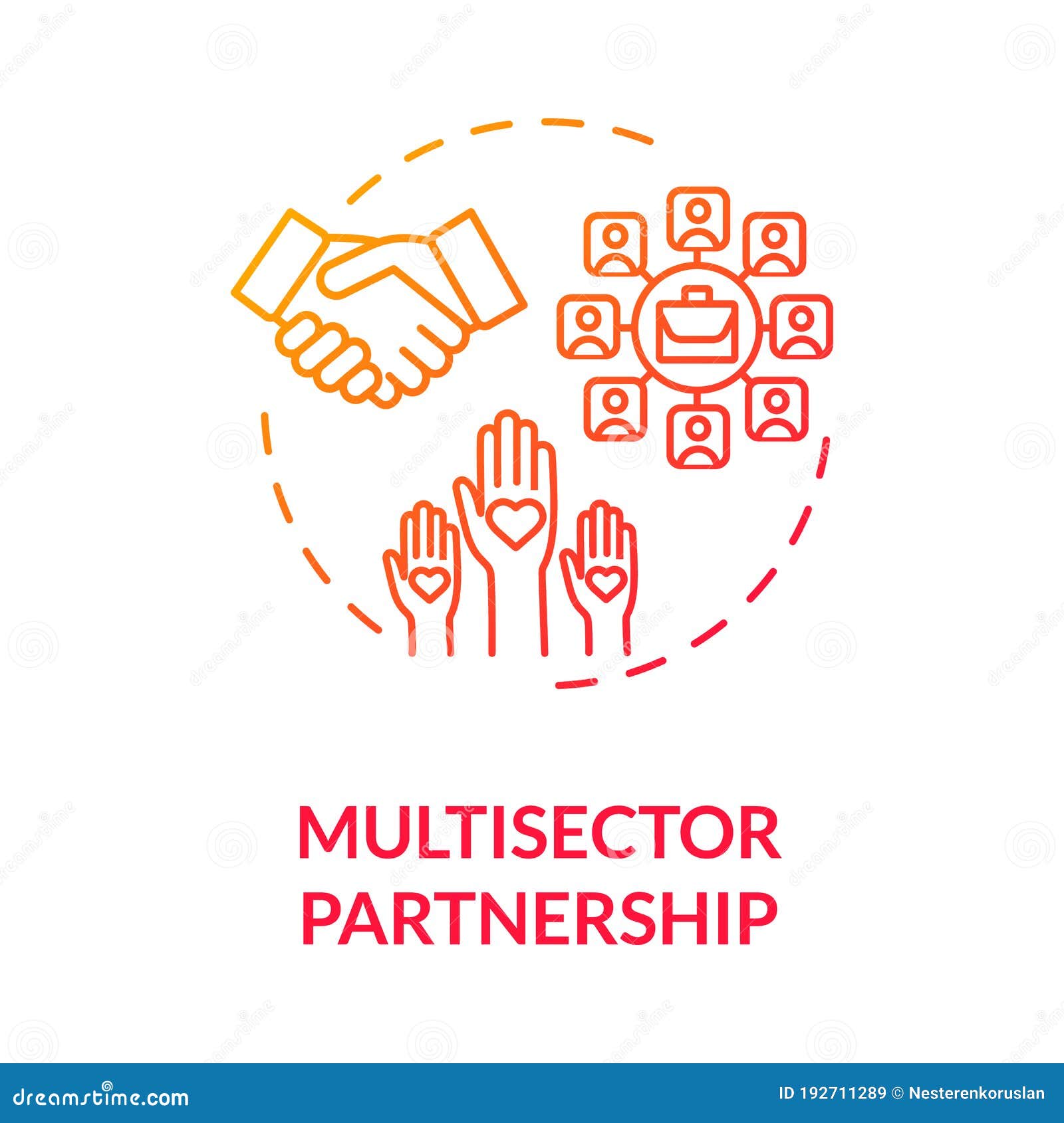 Multisector Partnership Turquoise Concept Icon Cartoon Vector ...