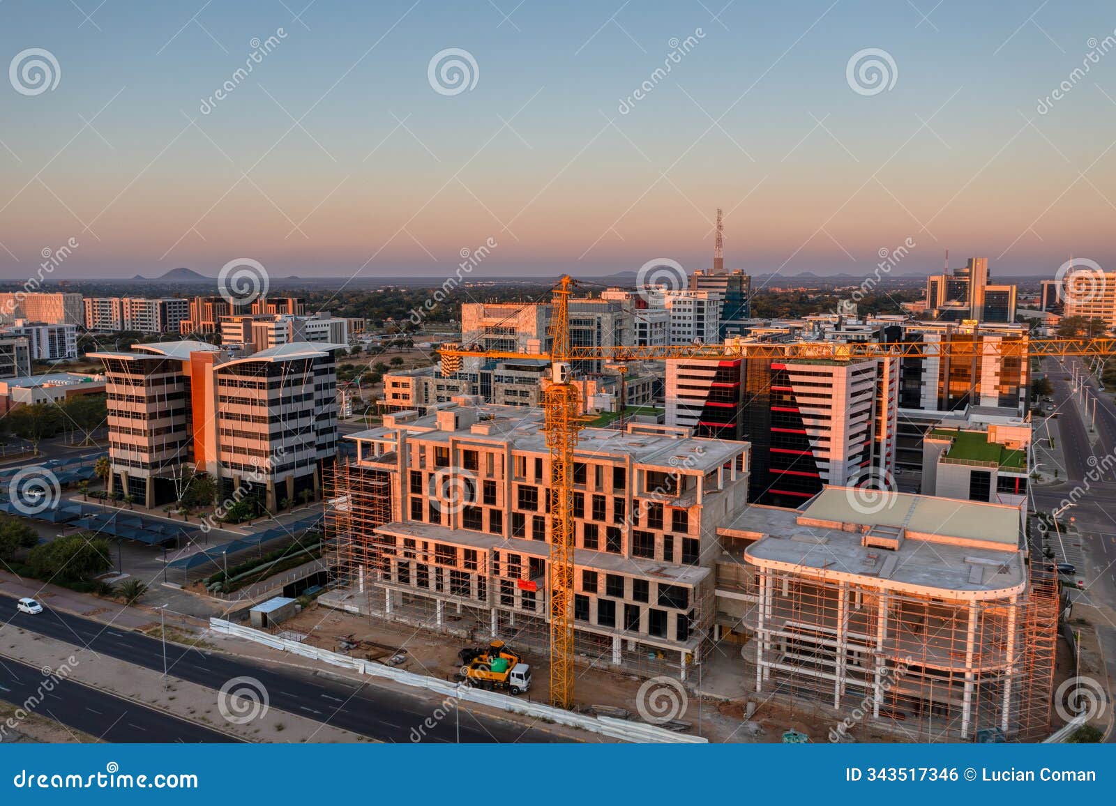 Multistory Building in Construction, Developments in CBD Gaborone Botswana, Street View ...