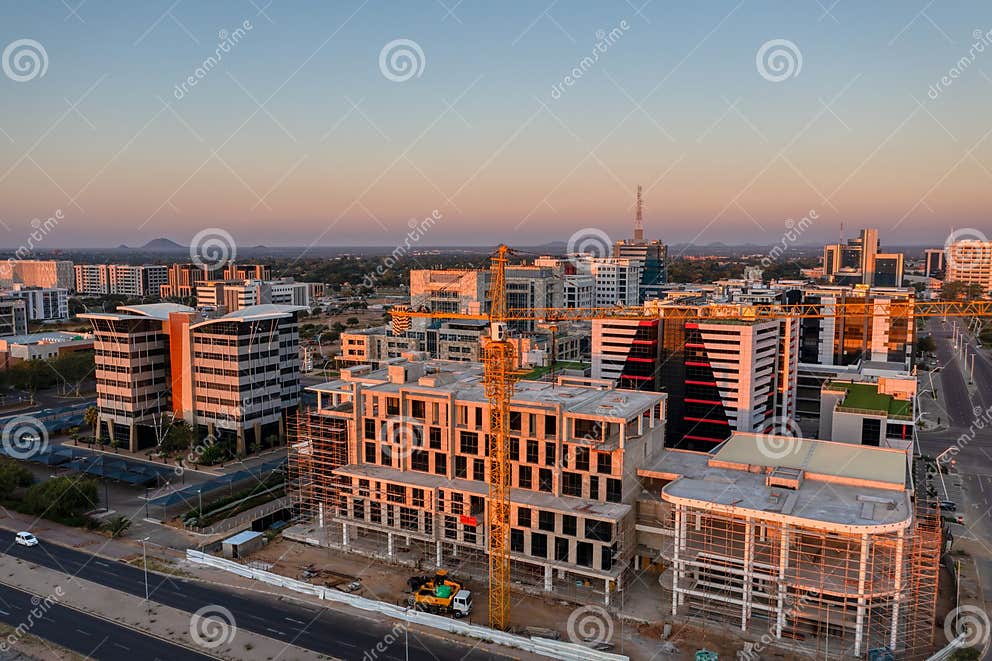 Multistory Building in Construction, Developments in CBD Gaborone Botswana, Street View ...