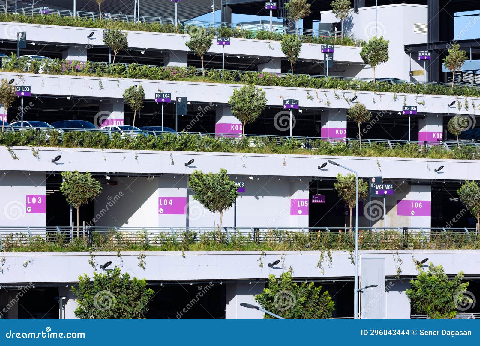 Multistory Car Park Building with Trees and Space Numbers. Stock Photo ...