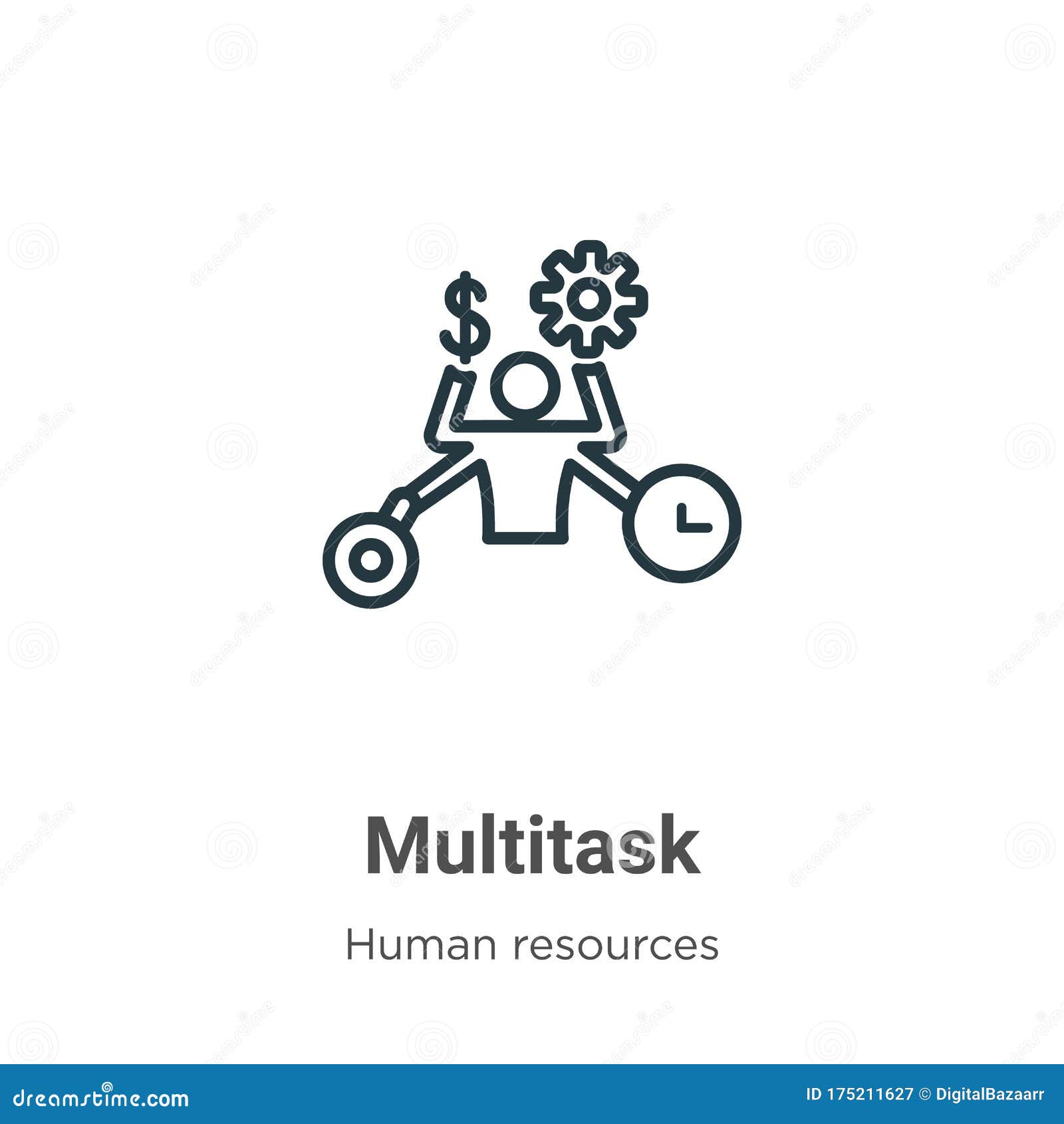 Multitask Outline Vector Icon. Thin Line Black Multitask Icon, Flat ...