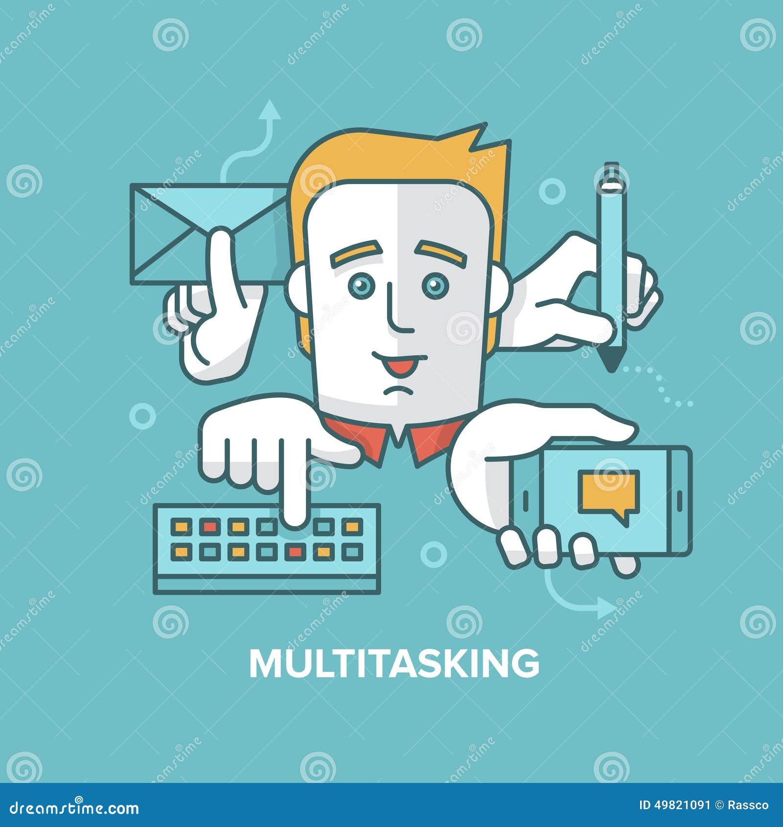 Multitasking ilustração do vetor. Ilustração de escreva - 49821091