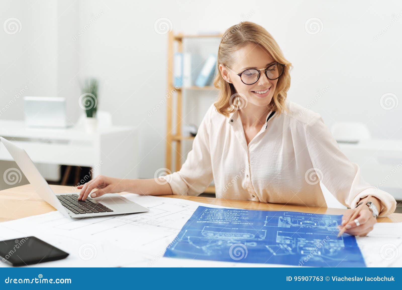 Multitasking Architect Working in the Art Studio Stock Image - Image of ...