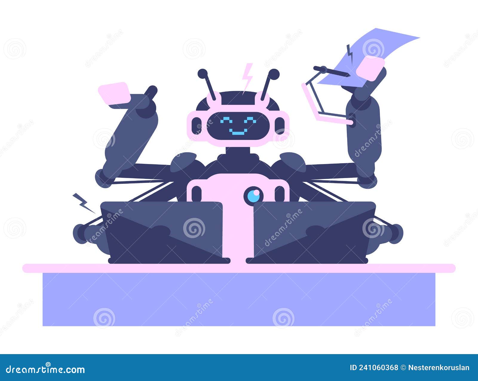 Multitasking Artificial Intelligence Semi Flat RGB Color Vector ...