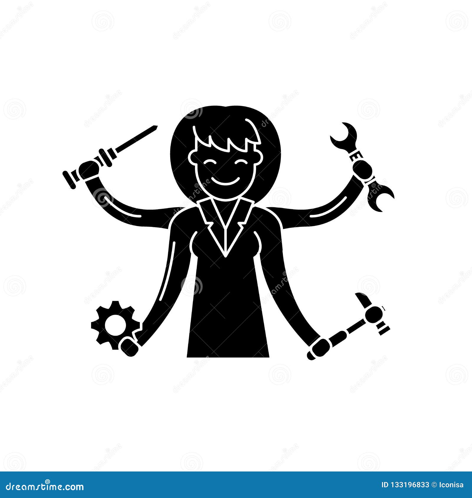 Multitasking Black Icon, Vector Sign on Isolated Background ...